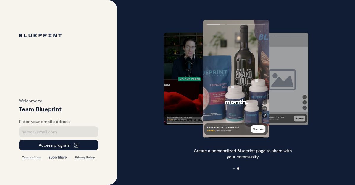 Blueprint Bryan Johnson | Portal